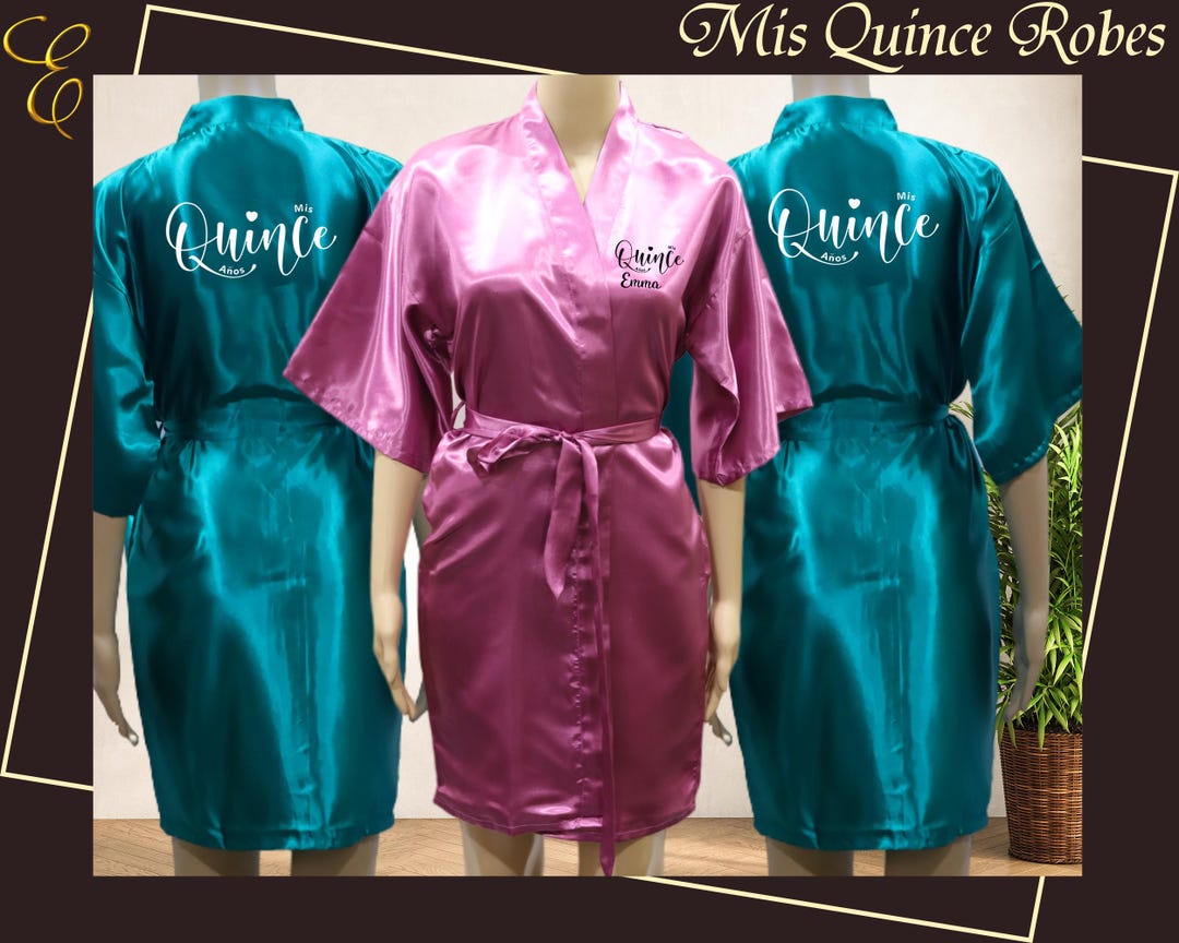 Quinceanera Satin Kimono Robe Getting Ready Robes Personalized Robe ...