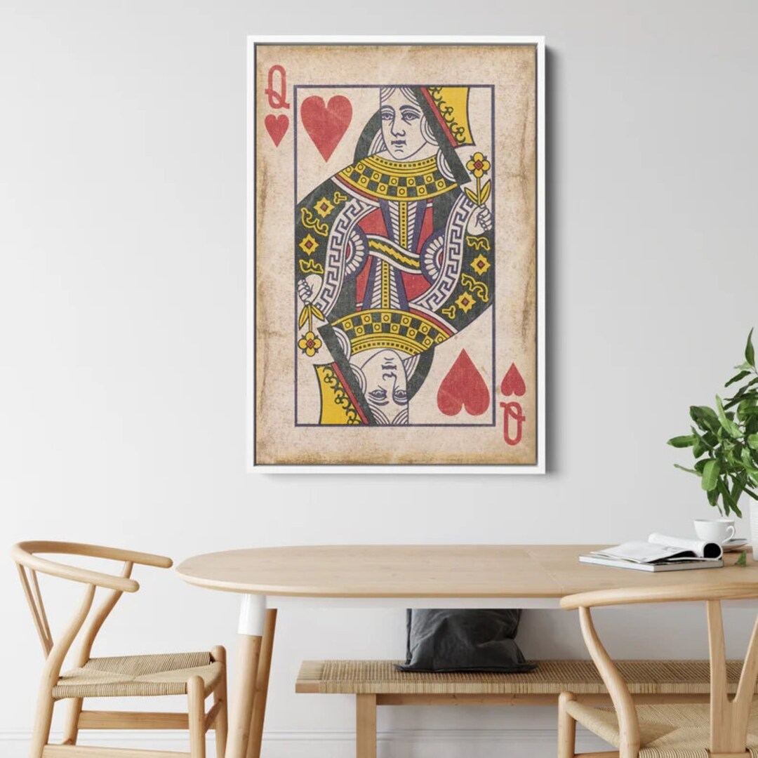 Playing Card Queen Canvas, Playing Card Canvas, Card Poster, Queen ...