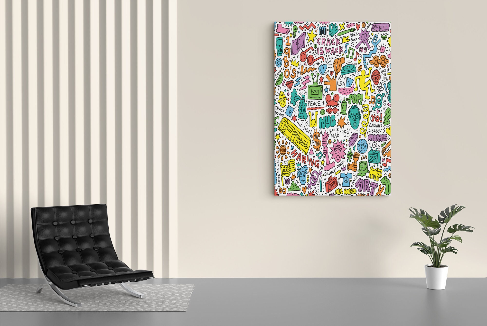 Rack Down 1986, Keith Haring Crack Down Thick Fine Wall Decor , Vintage ...