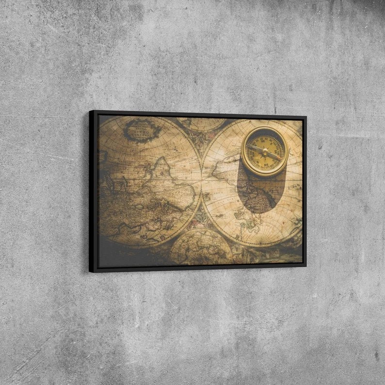 Map Wall Art, Nostalgia World Map, Vintage Map Printed, Old World Map ...