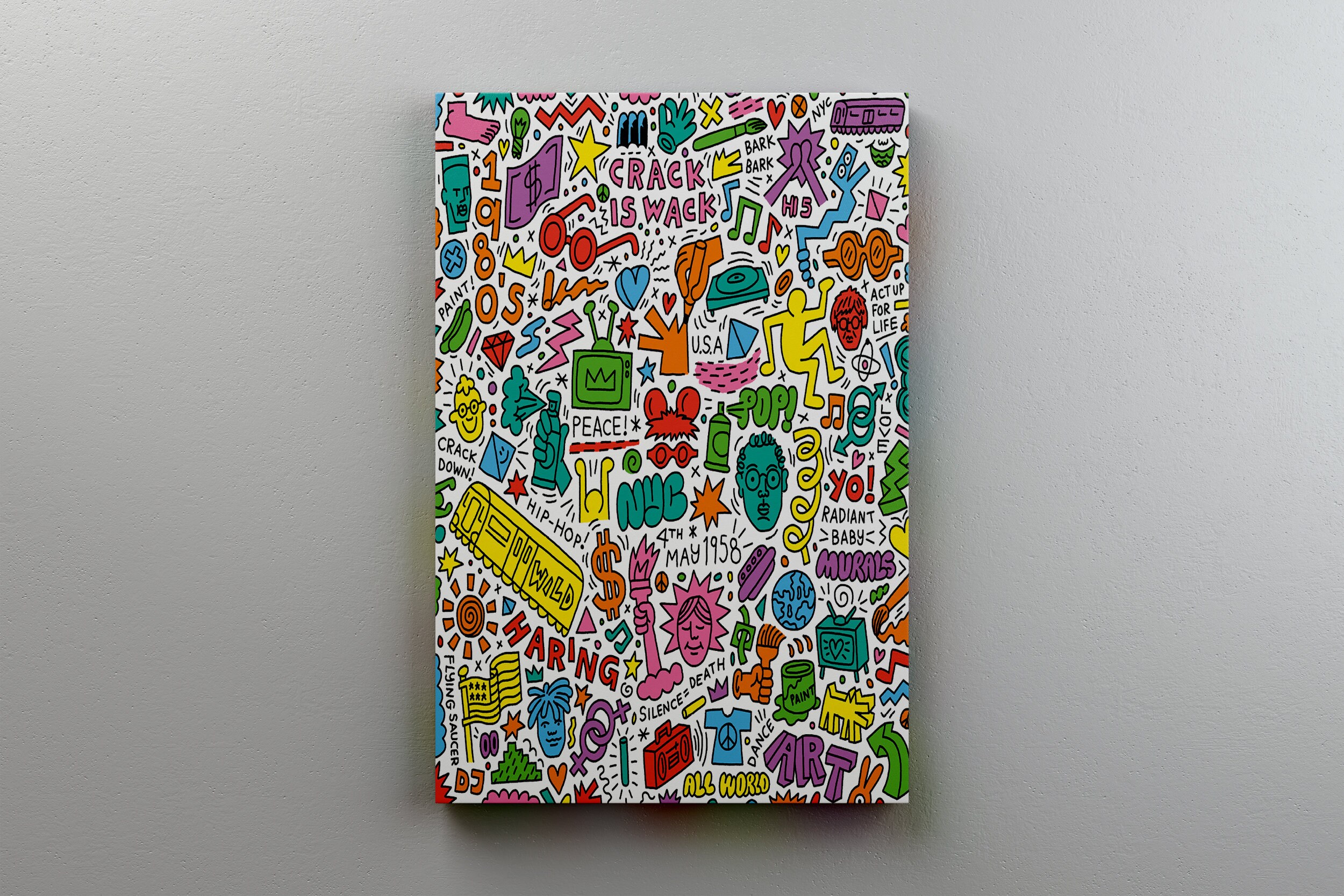 Rack Down 1986, Keith Haring Crack Down Thick Fine Wall Decor , Vintage ...