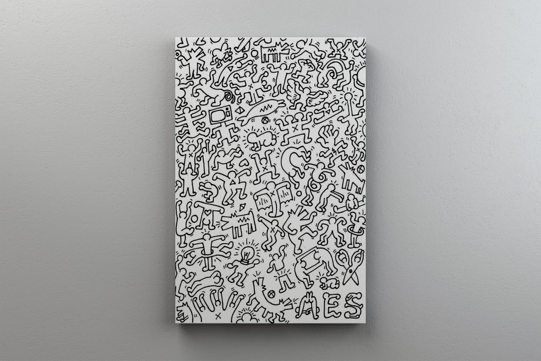Keith Haring Black and White, Keith Haring Contemporary Art Canvas ...