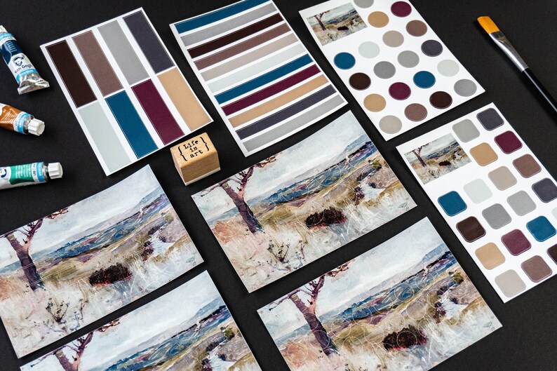 Aesthetic Color Palette Sticker Set & Glossy Classic Art Stationary for ...