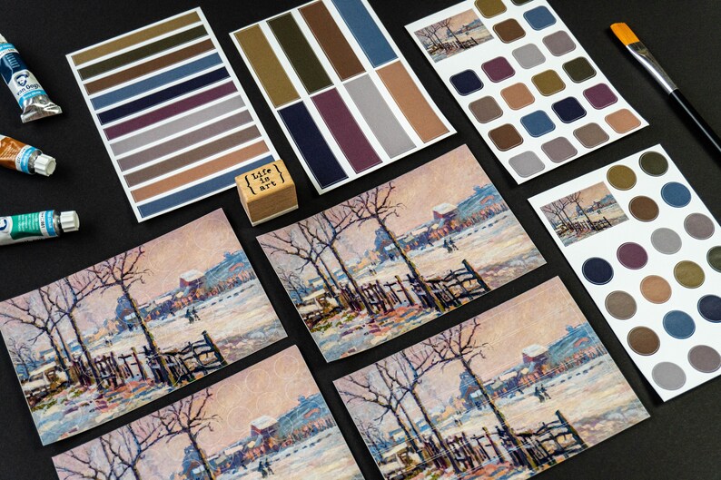 Aesthetic Color Palette Sticker Set & Glossy Classic Art Stationary for ...