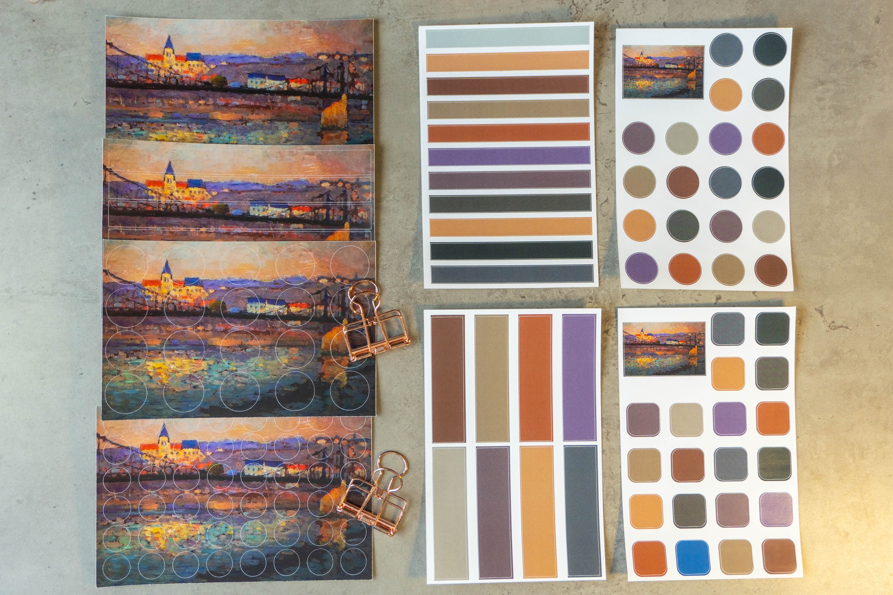 Aesthetic Color Palette Sticker Set & Glossy Classic Art Stationary for ...