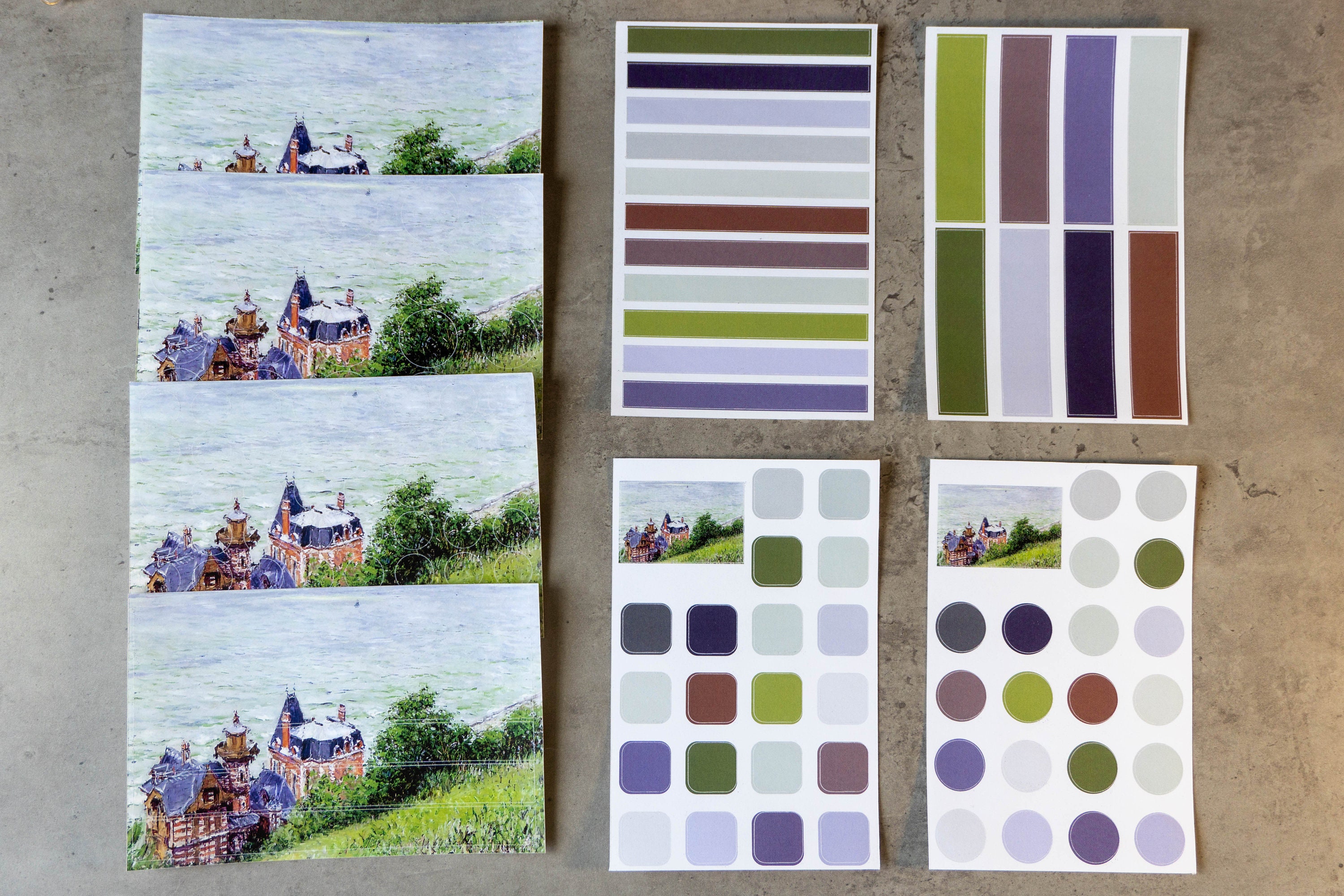Aesthetic Color Palette Sticker Set & Glossy Classic Art Stationary for ...