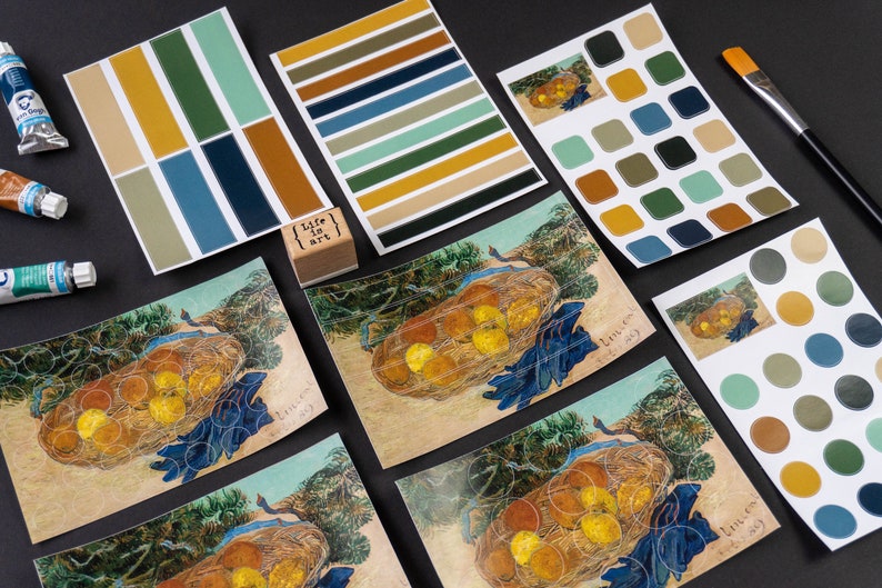 Aesthetic Color Palette Sticker Set & Glossy Classic Art Stationary for ...
