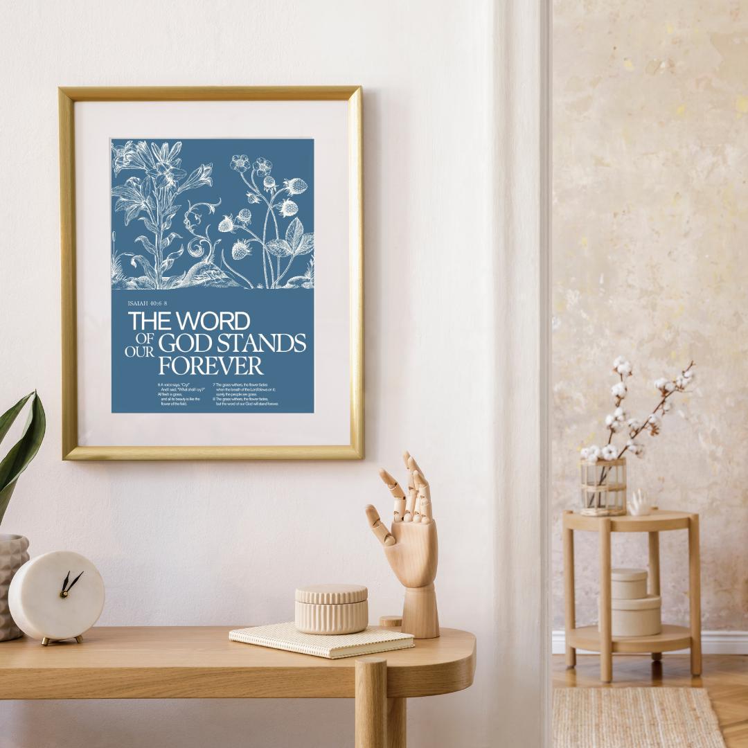 Floral Christian Scripture Art Print: Inspirational Home Decor (digital ...