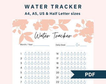 Hydration Water Tracker,pdf Water Tracker Printable, Monthly Water ...