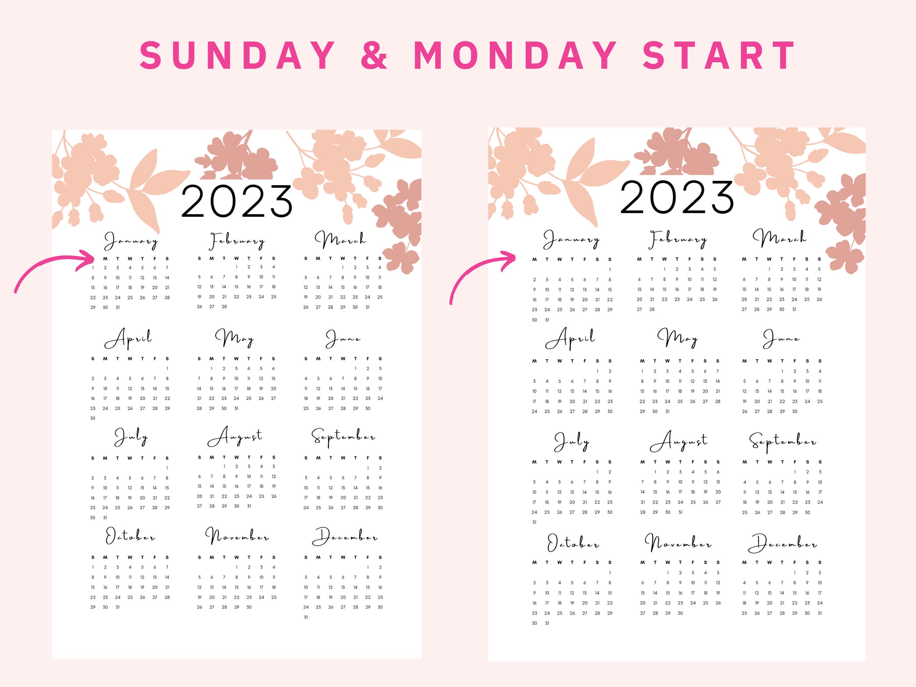 Year at A Glance Printable, 2023 Calendar, PDF, Year at A Glance ...