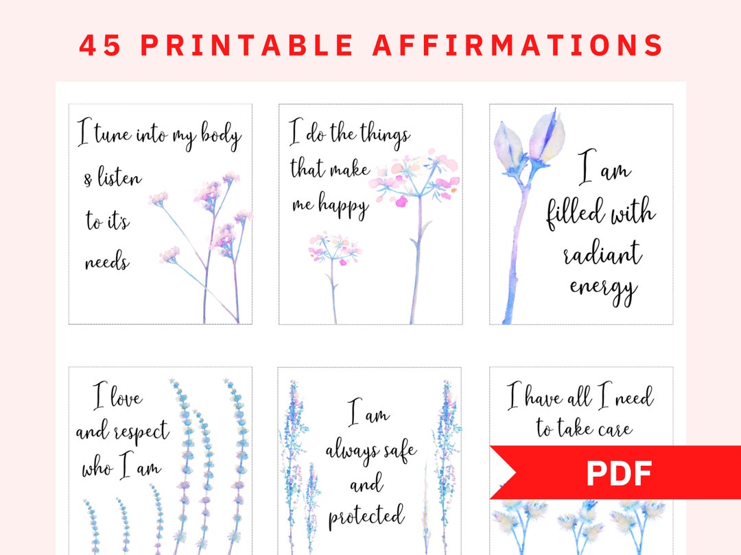Self-care Affirmations, Thank You Affirms, Printable Card Deck ...