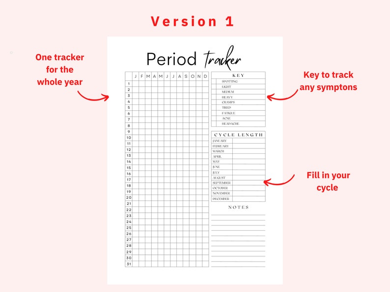 Minimal Printable Period Tracker, Period Journal, Fertility Cycle ...