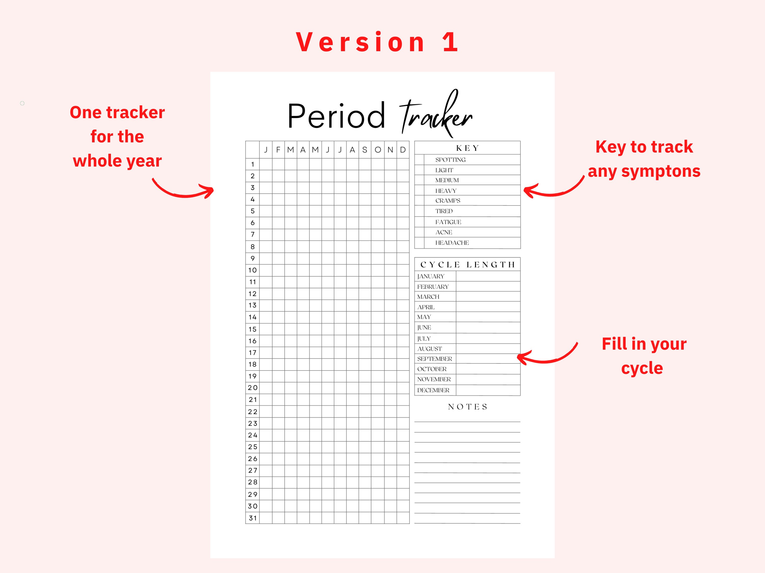 Minimal Printable Period Tracker, Period Journal, Fertility Cycle ...