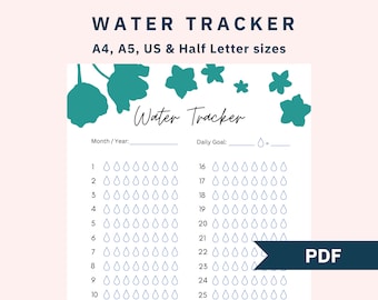 Hydration Water Tracker,pdf Water Tracker Printable, Monthly Water ...