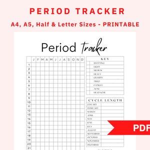Minimal Printable Period Tracker, Period Journal, Fertility Cycle ...