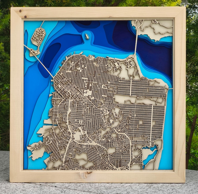 Custom Wood Map Gift, Engraved Topographic Map, Personalized Home Decor ...