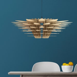 Wood Lamp, Sunflower Lamp, Wood Pendant Light, Chandelier - Etsy