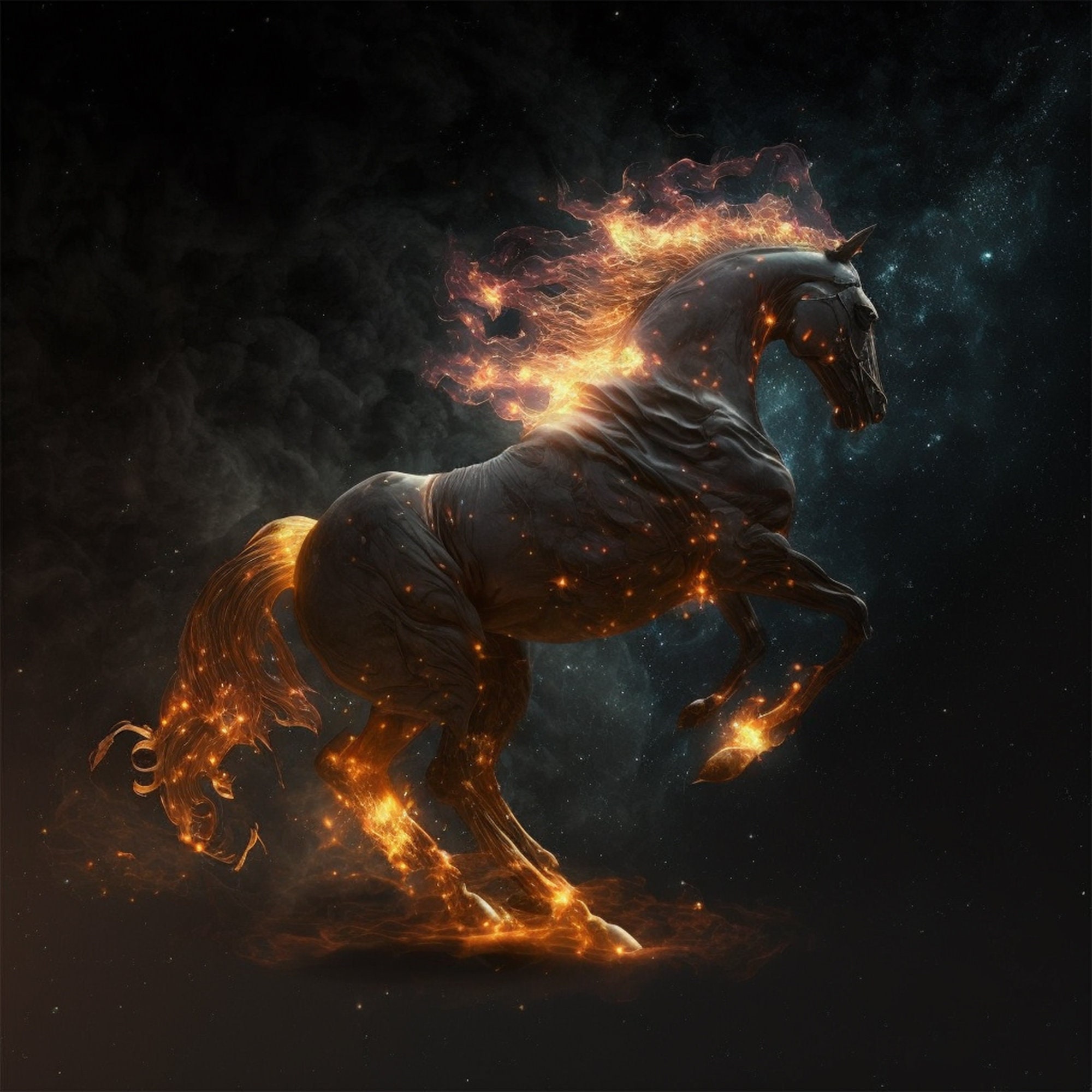 Flaming Horse - Etsy