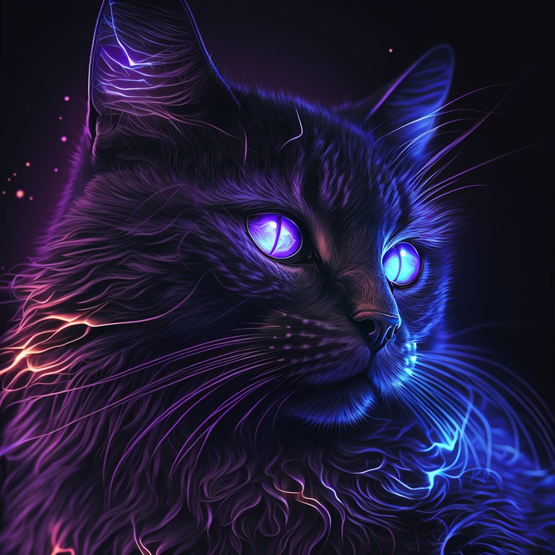 Purple Flame Cat - Etsy