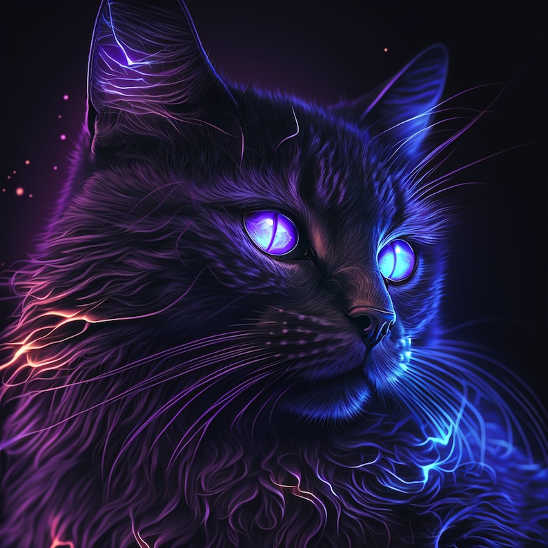 Purple Flame Cat - Etsy