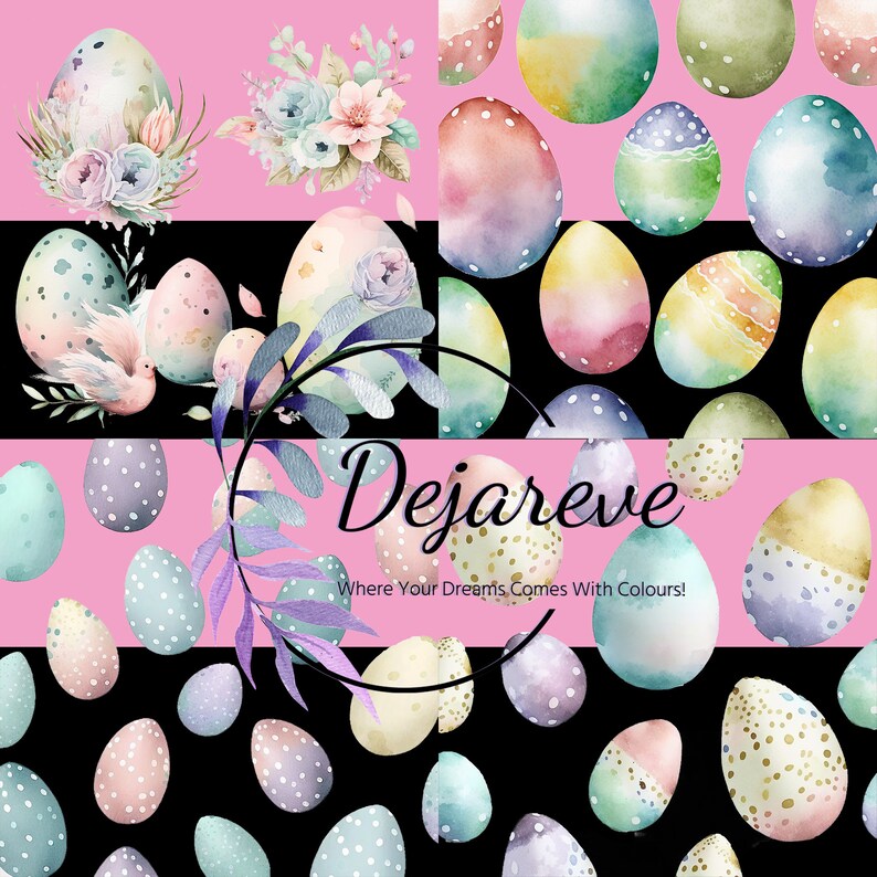 Easter Eggs Clipart, Transparent Patterns, Floral and Easter Clipart ...