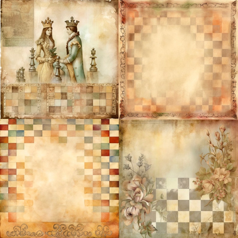 Chess Scrapbook Pages,grunge Sheets, Old Vintage Scrapbook Pads ...