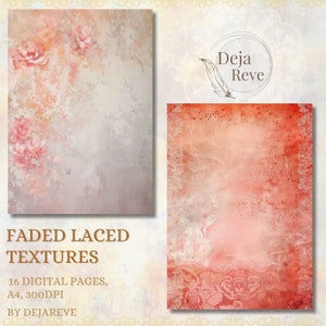 Faded Laced Textures, Shabby Chic Pastel Sheet, Textured Digital Paper ...