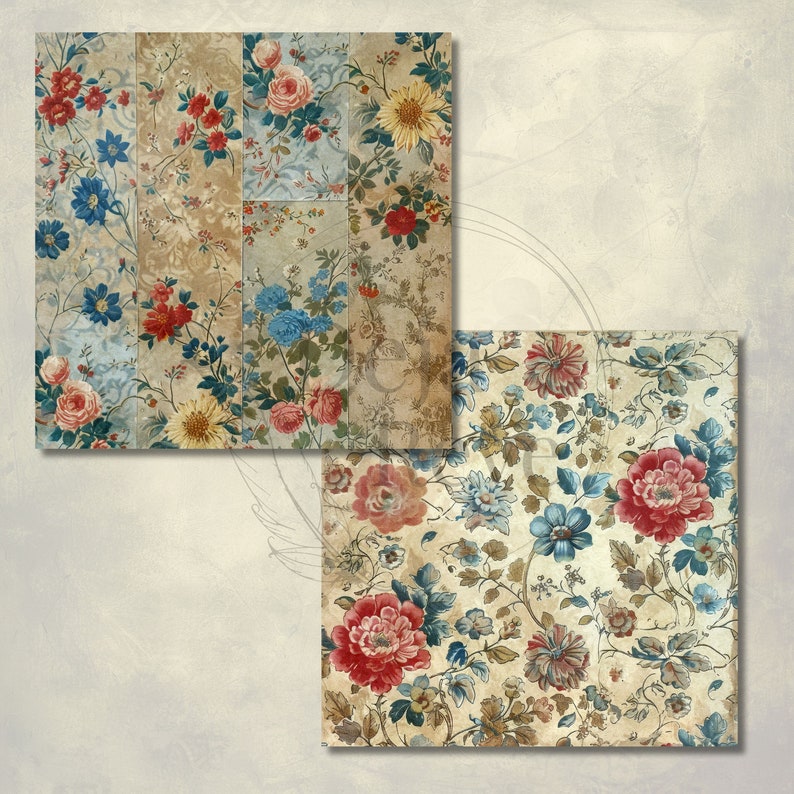 Vintage Spring Paper, Shabby Chic Scrapbook Pads, Grunge Sheets ...