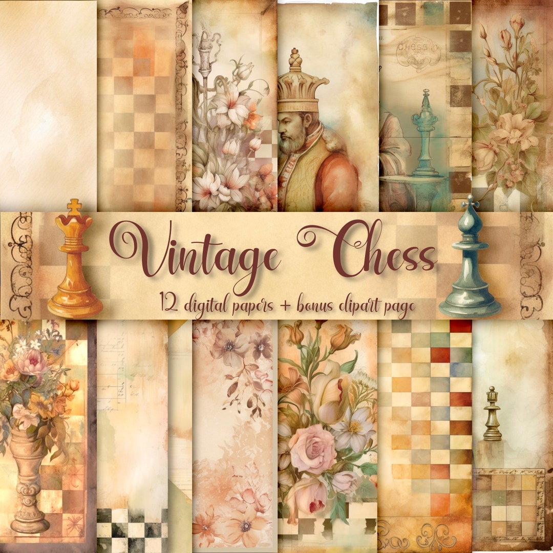 Chess Scrapbook Pages,grunge Sheets, Old Vintage Scrapbook Pads ...
