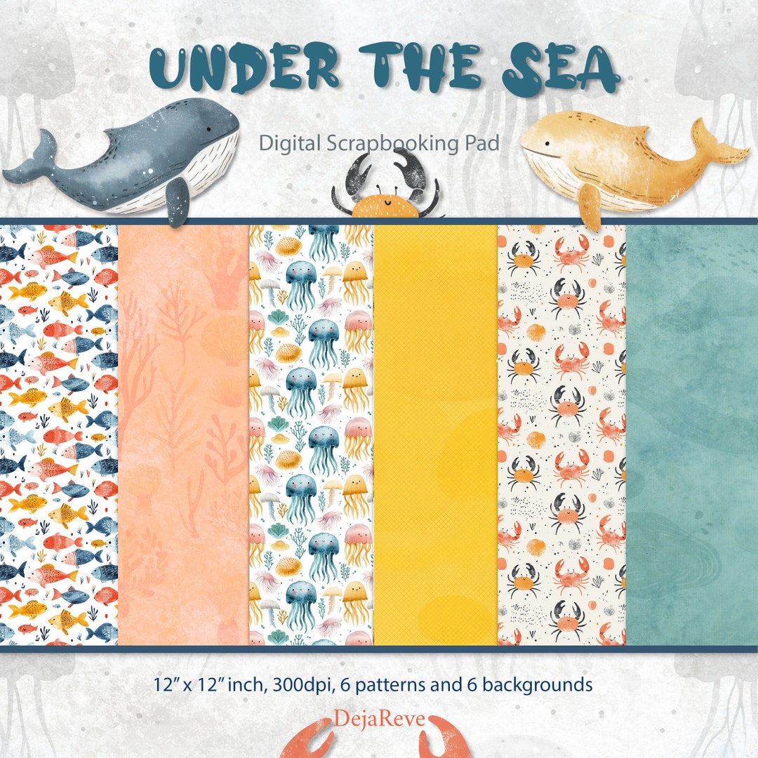 Under the Sea Digital Backgrounds, Seamless Paper, Corals, Fishes ...