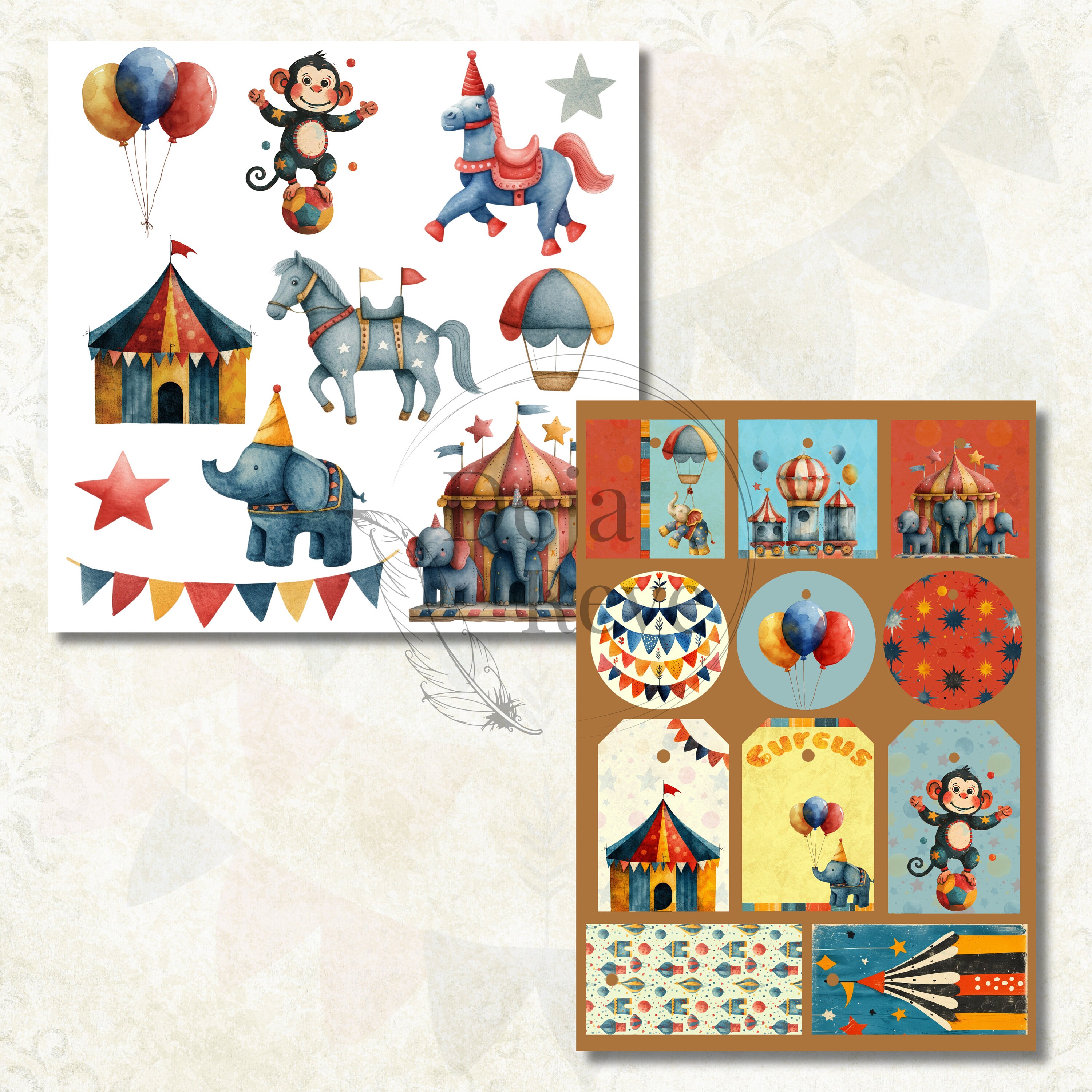 Circus Digital Paper, Carnival Background Pattern, Scrapbook Pages ...