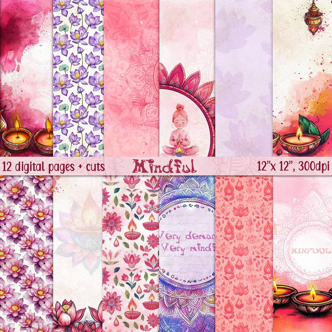Mindful, Junk Journal Digital Kit, Spiritual Printable Journal, Lotus ...