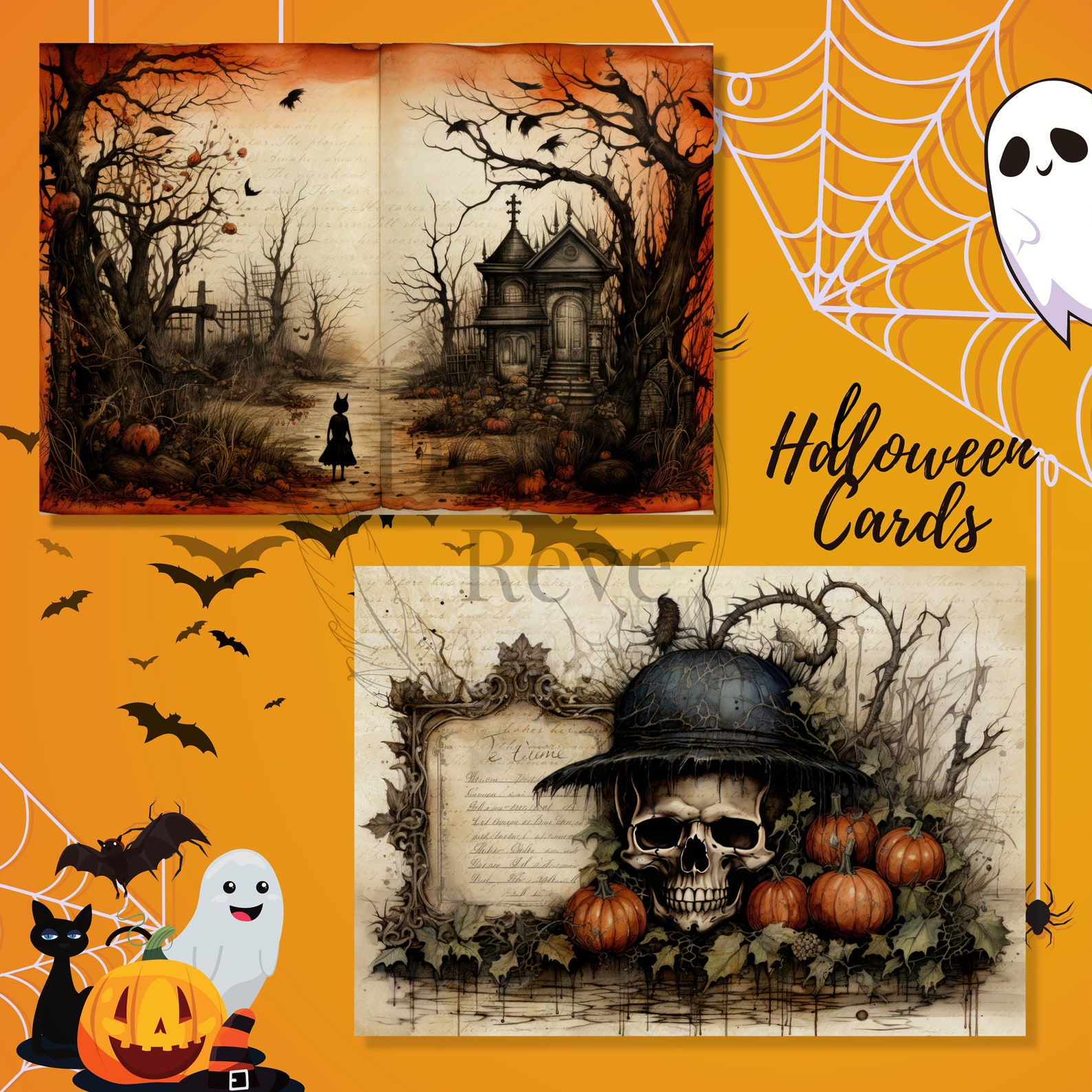 Spooky Halloween Postcards: Journal Writing Cards (digital Download) - Etsy