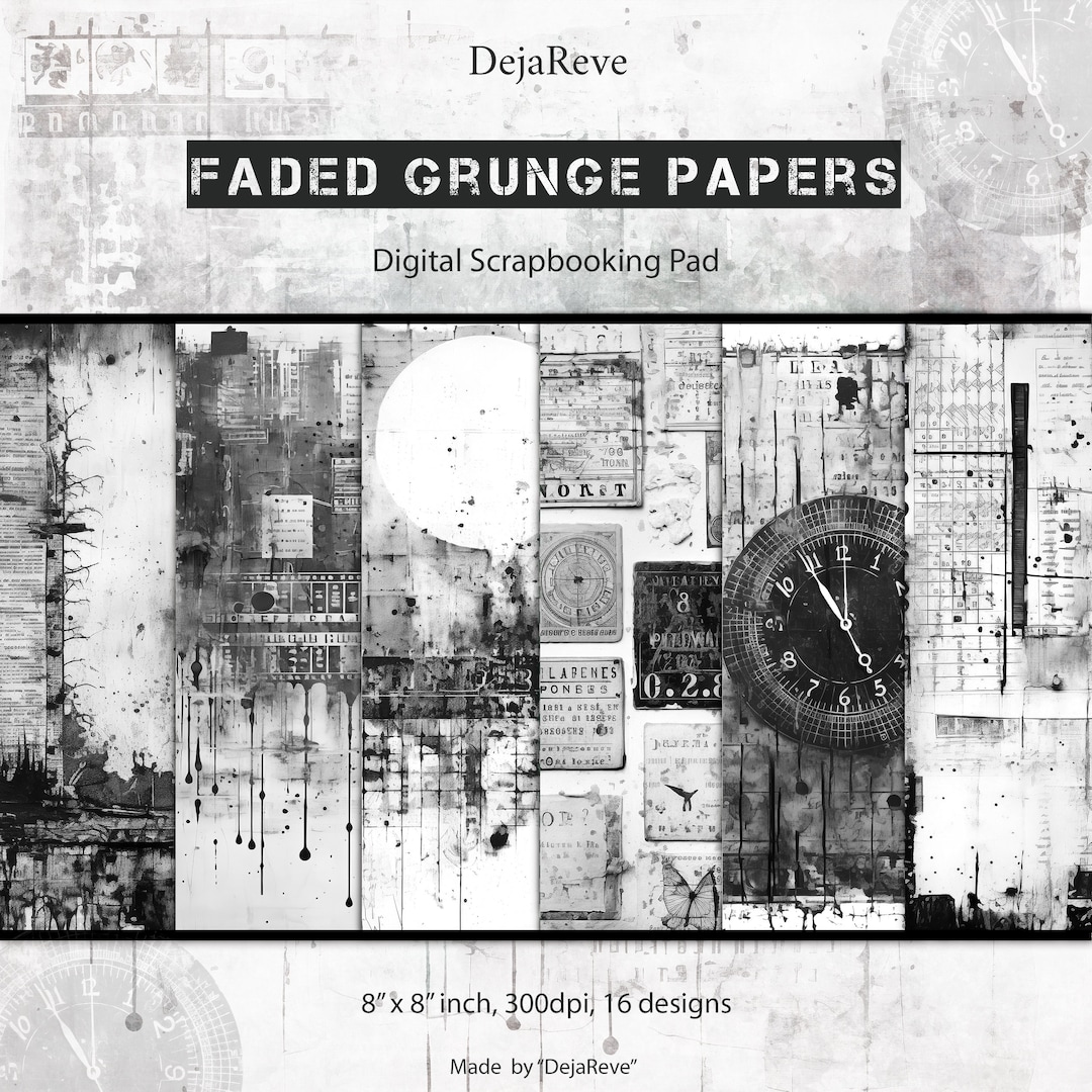 Faded Grunge Papers, Journal Insert, Junk Ephemera, Printable, Digital ...