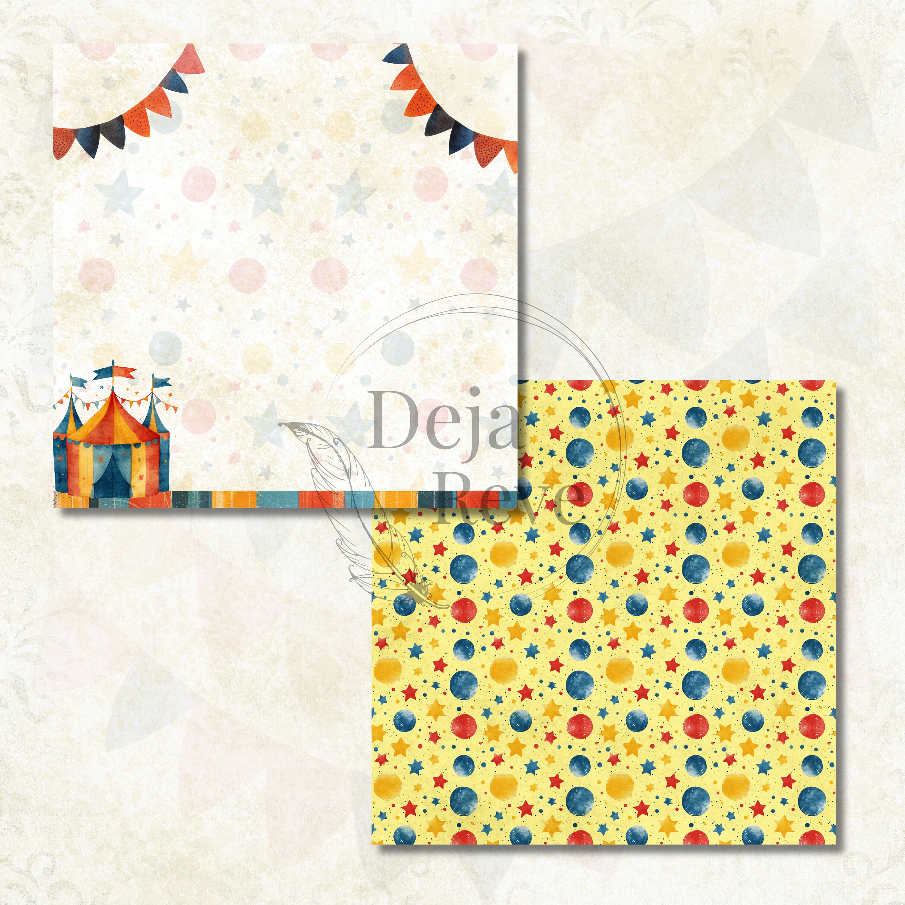 Circus Digital Paper, Carnival Background Pattern, Scrapbook Pages ...