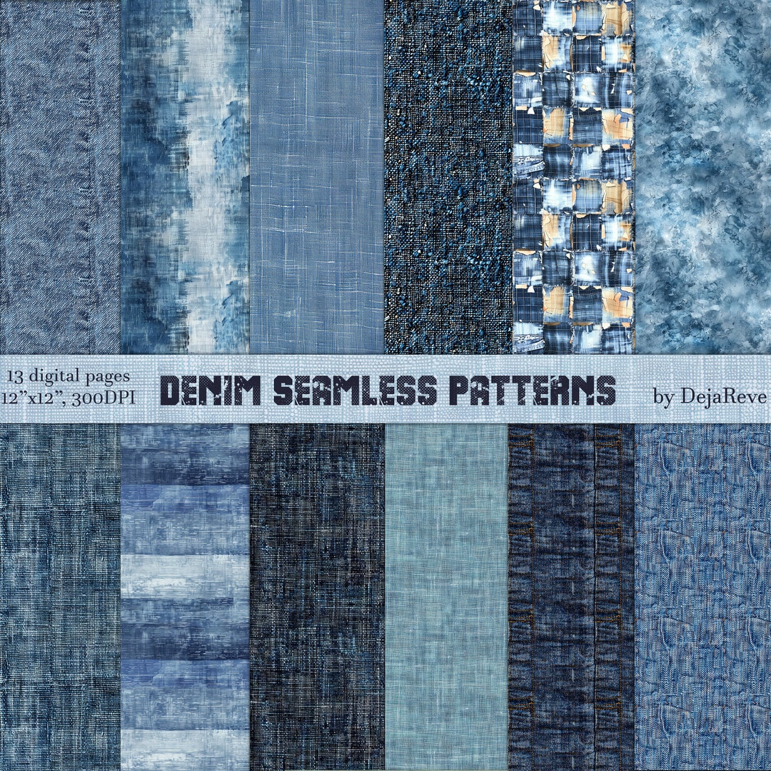 Denim Seamless Paper Pack, 13 Digital Printable Scrapbooking Patterns ...