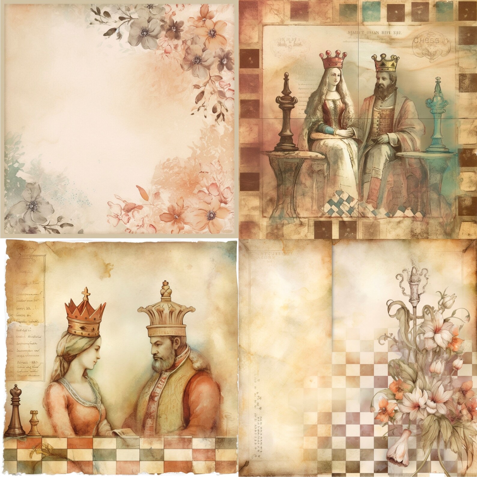 Chess Scrapbook Pages,grunge Sheets, Old Vintage Scrapbook Pads ...