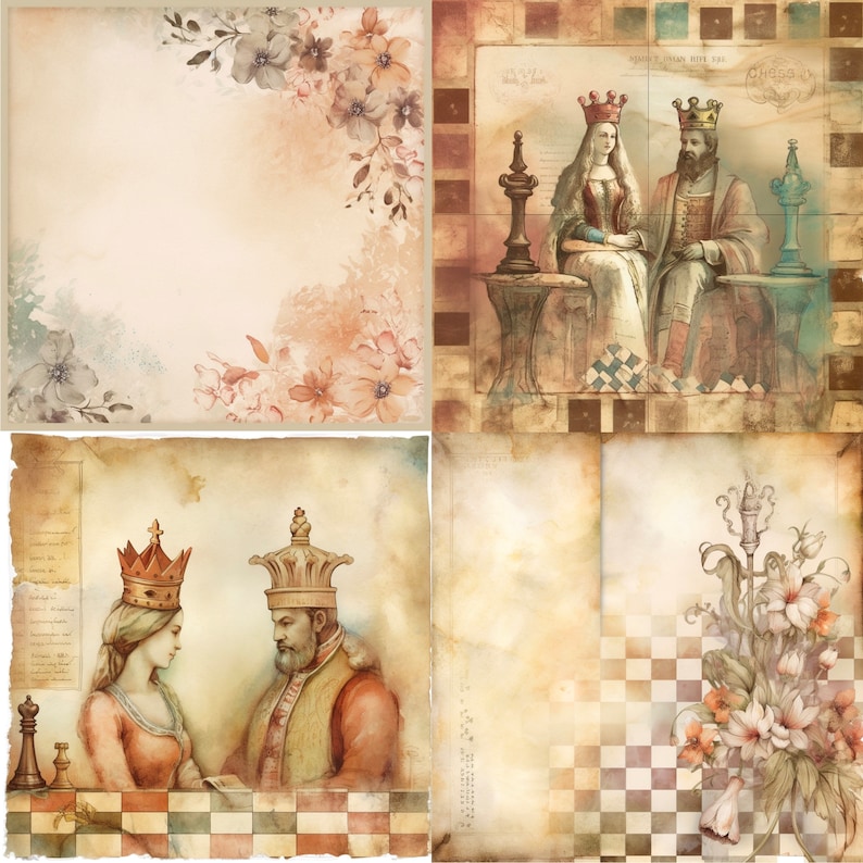 Chess Scrapbook Pages,grunge Sheets, Old Vintage Scrapbook Pads ...