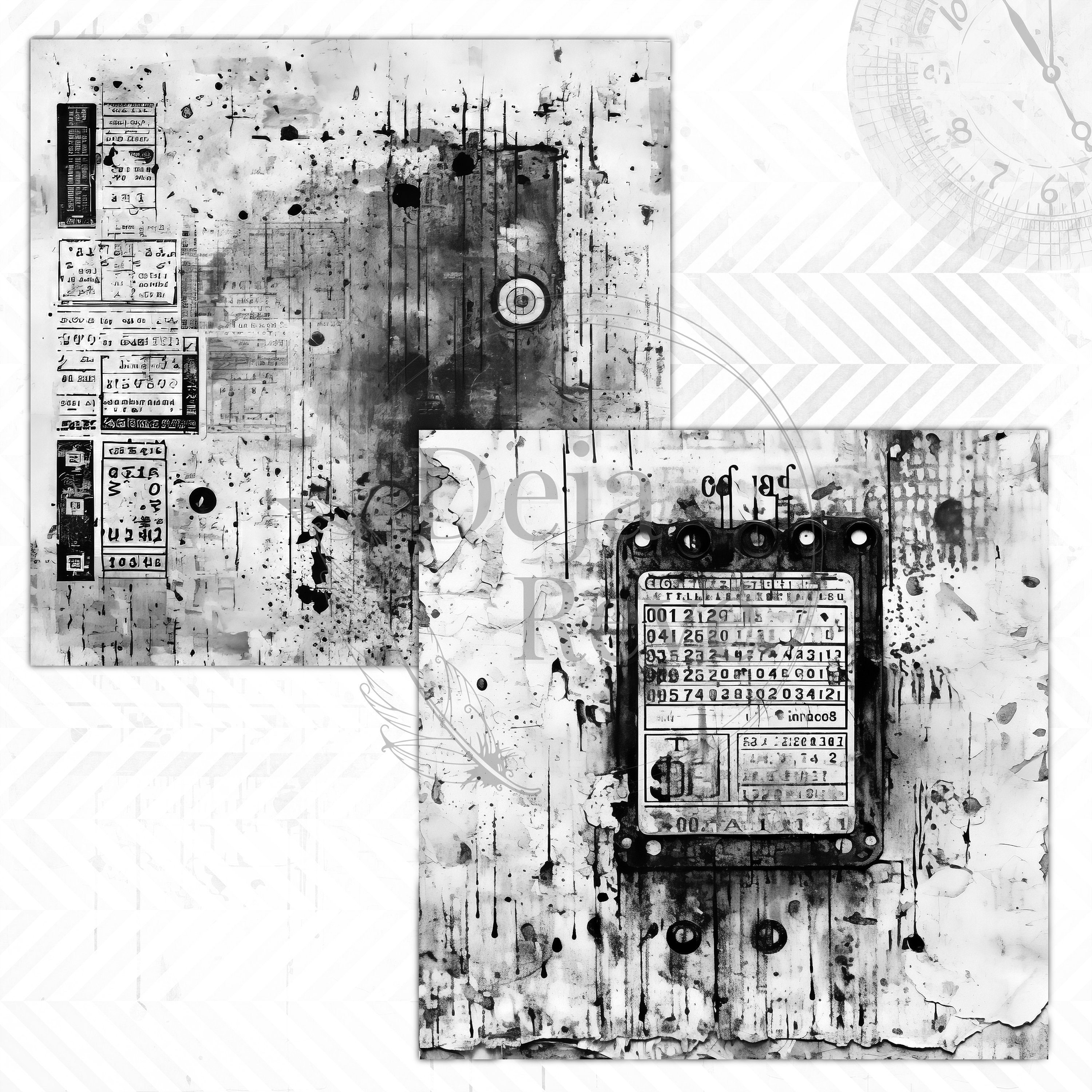 Faded Grunge Papers, Journal Insert, Junk Ephemera, Printable, Digital ...