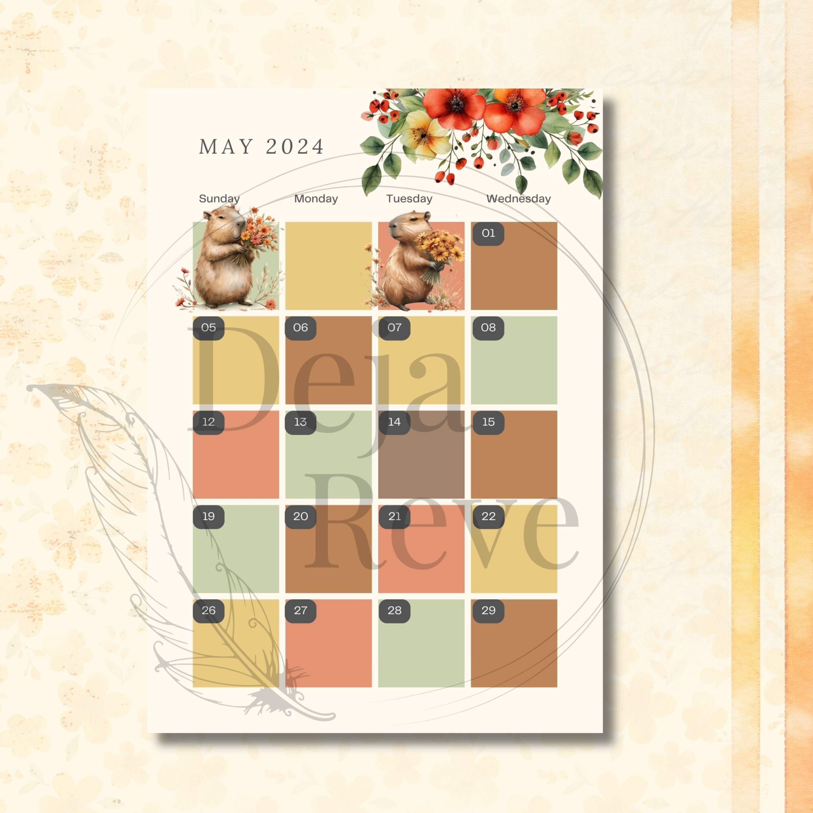 2024 CAPYBARA DIGITAL PLANNER, Goodnotes, Trendy Capybara Digital ...