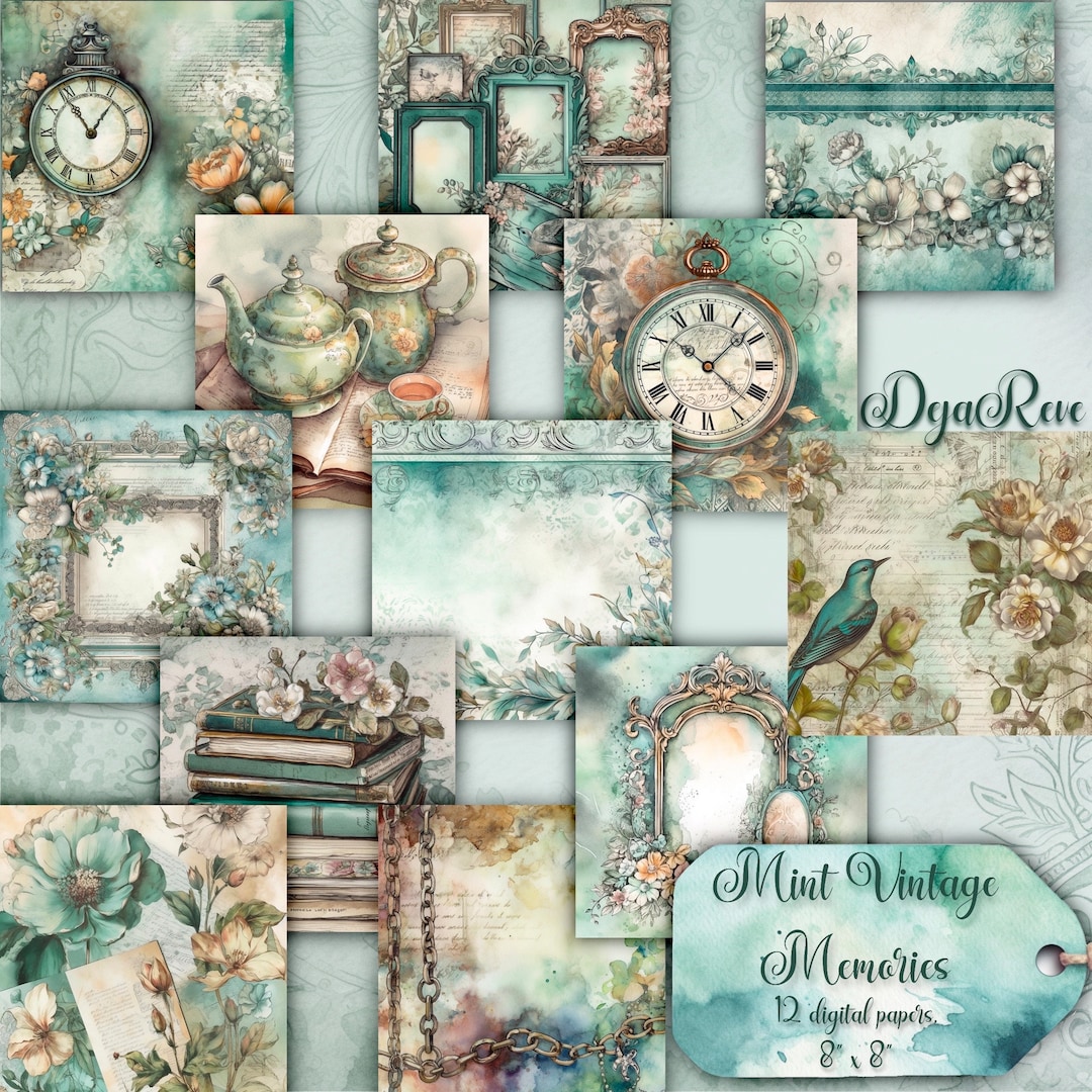 Mint Vintage Memories, Scrapbook Pages, Old Floral Sheets, Scrapbook ...
