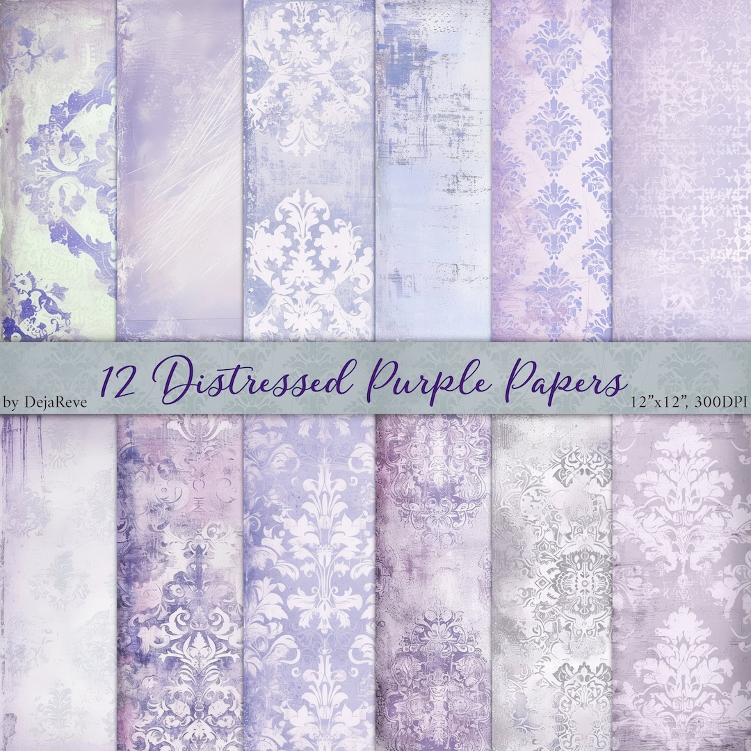 Papiers violets effet vieilli, feuille de collage shabby chic, papier ...