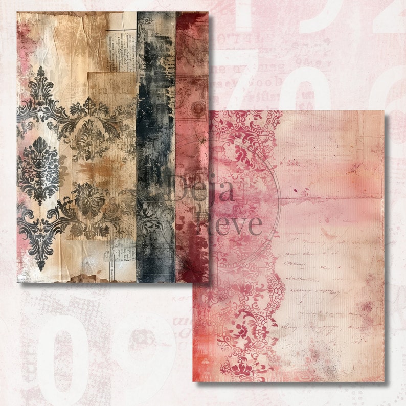 Coquette in Pink, Shabby Chic Collage Sheet, Junk Journal Paper Pack ...