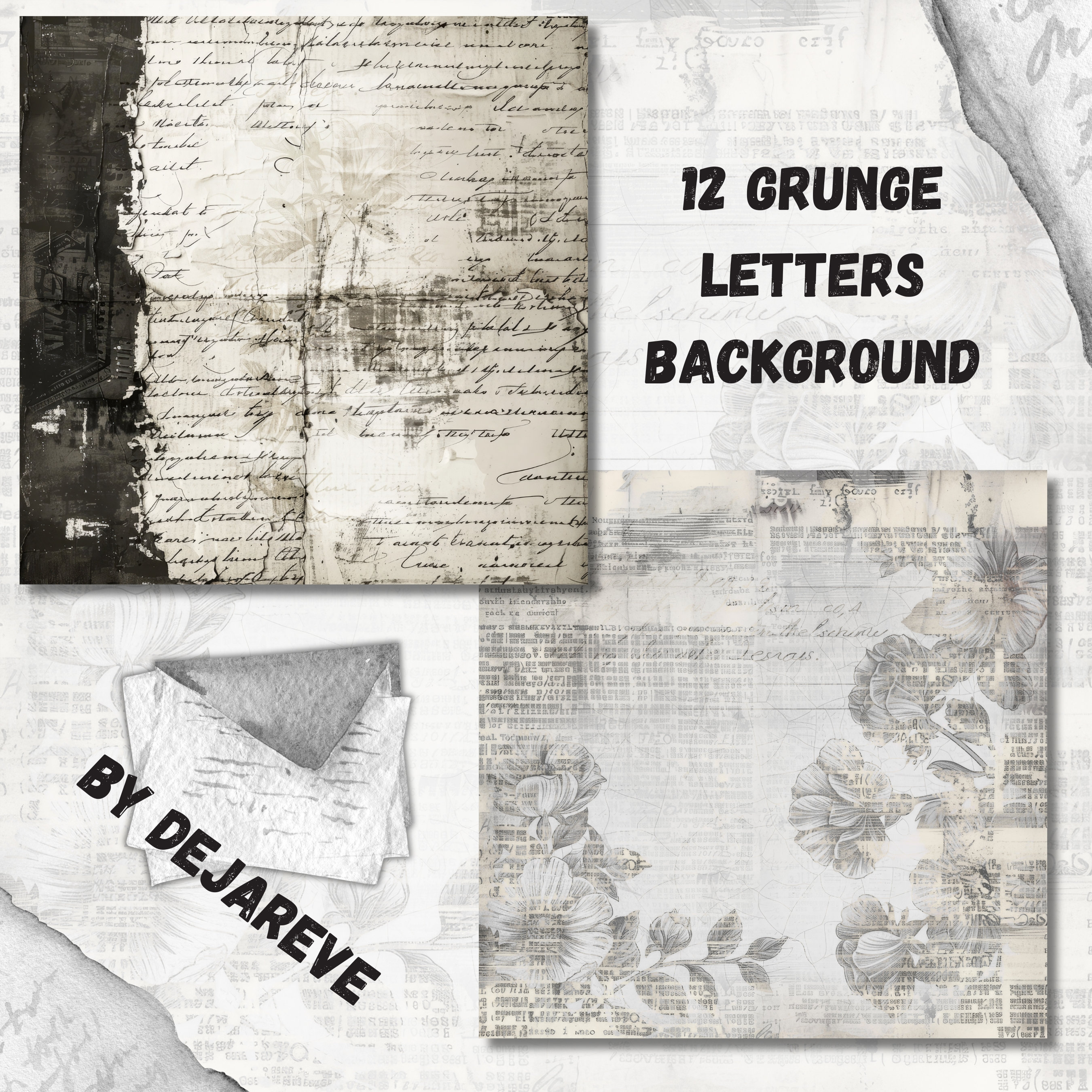 Grunge Letters Background, Journal Insert, Junk Ephemera, Printable ...