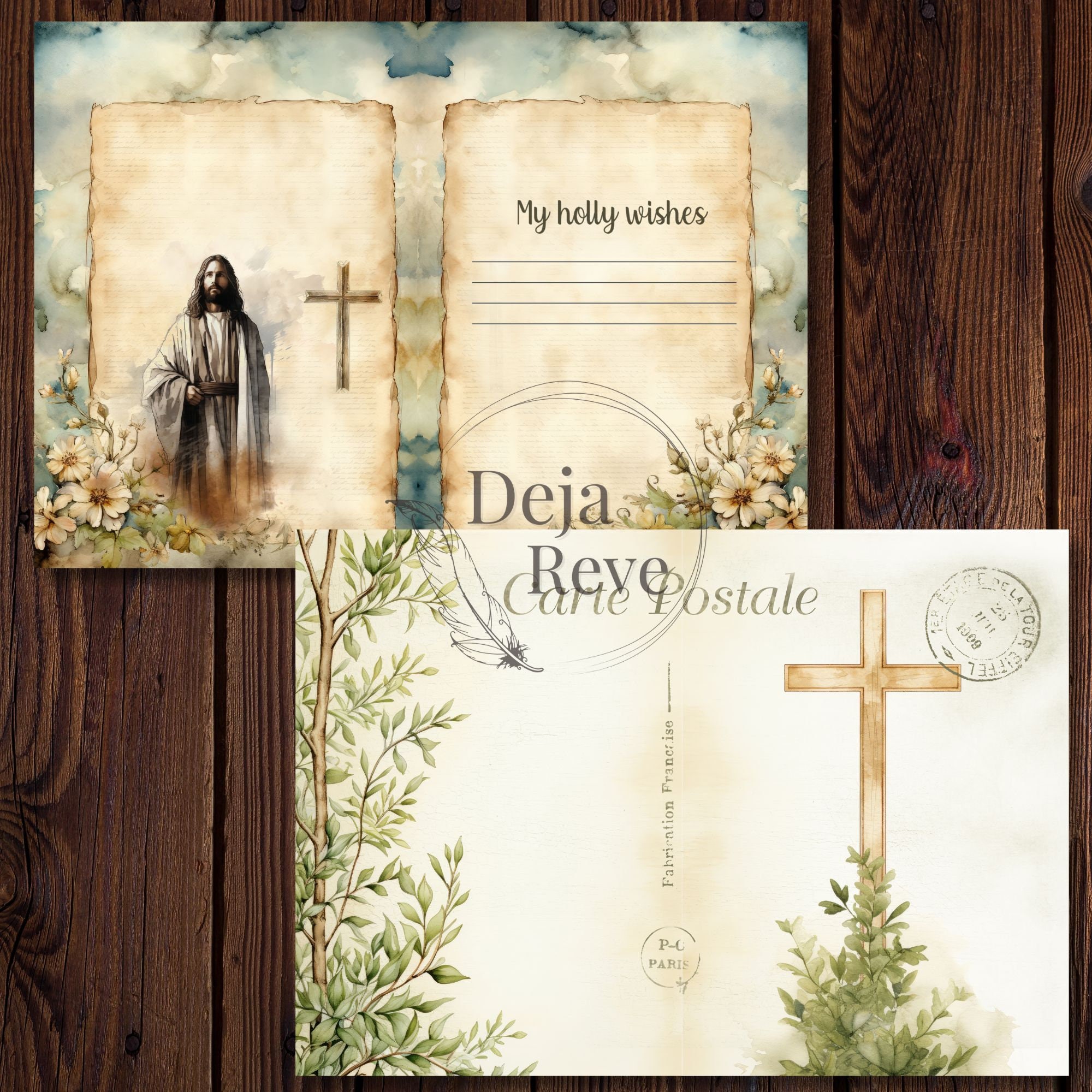 Vintage Christian Postcards: Shabby Religious Scrapbook Cards (digital ...