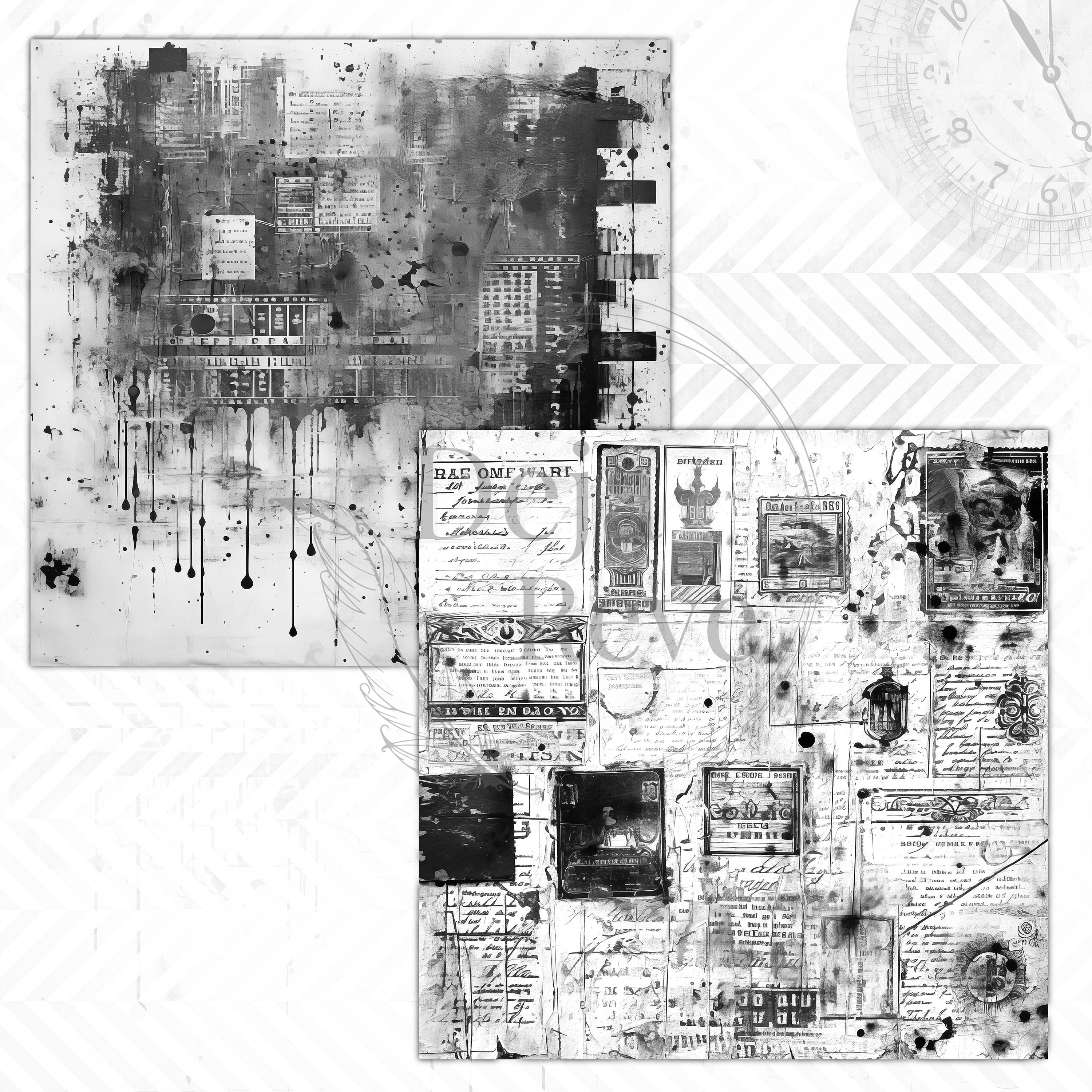 Faded Grunge Papers, Journal Insert, Junk Ephemera, Printable, Digital ...