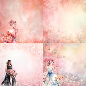 The Prom Queen, Gentle Pink Digital Sheets, Elegant Scrapbook Papers - Etsy