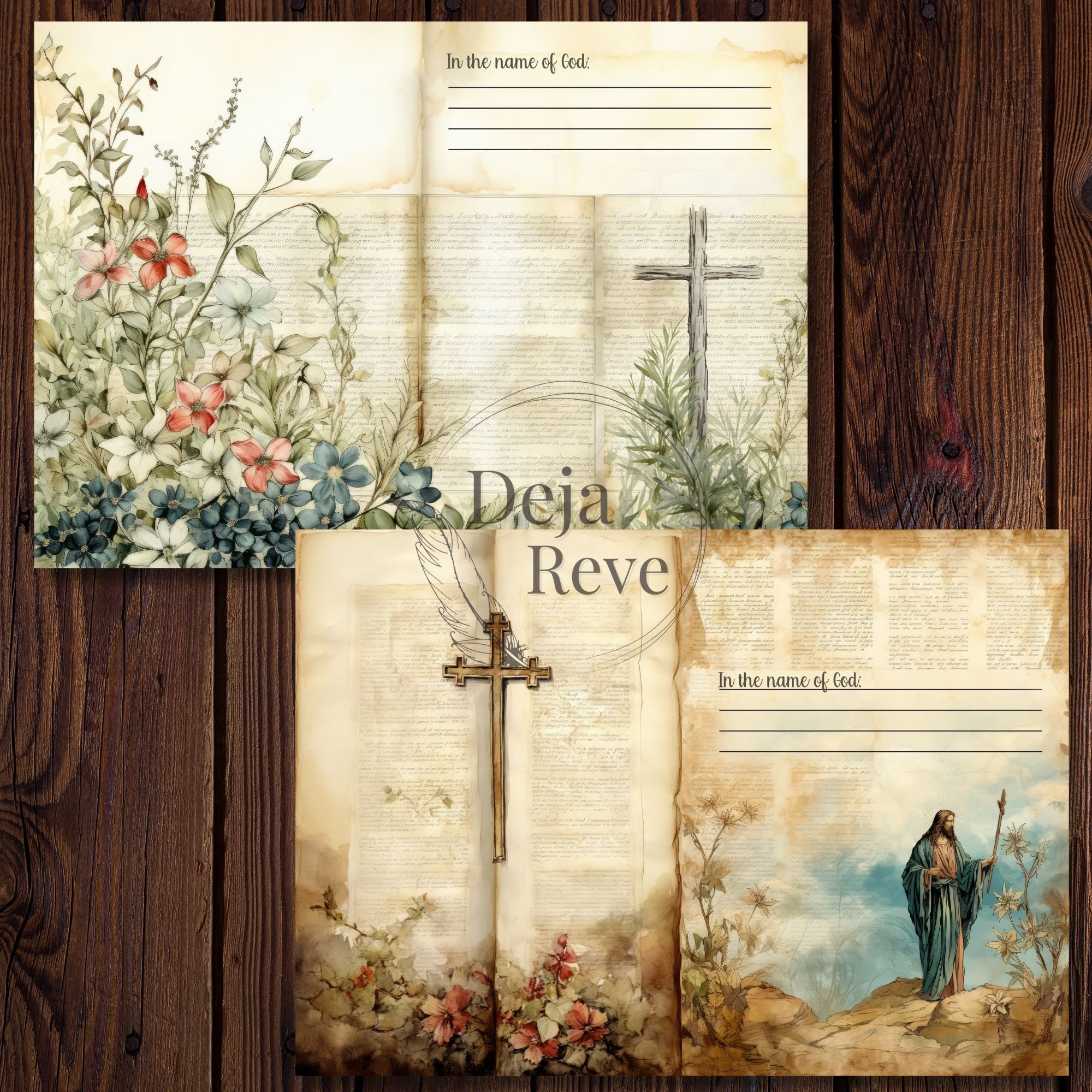 Vintage Christian Postcards: Shabby Religious Scrapbook Cards (digital ...