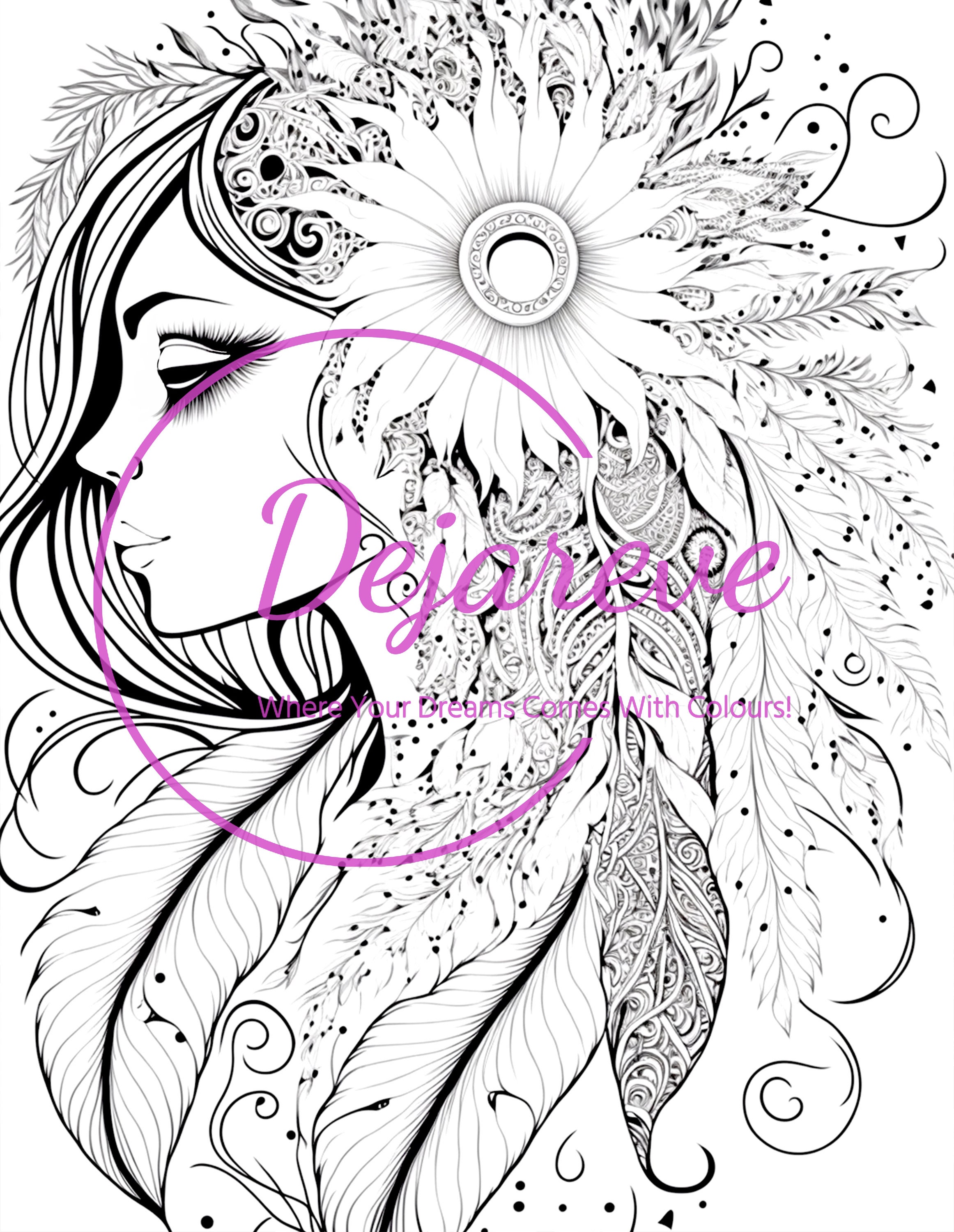 Boho Coloring Pages, Boho Coloring Book, Printable, Minimalist ...