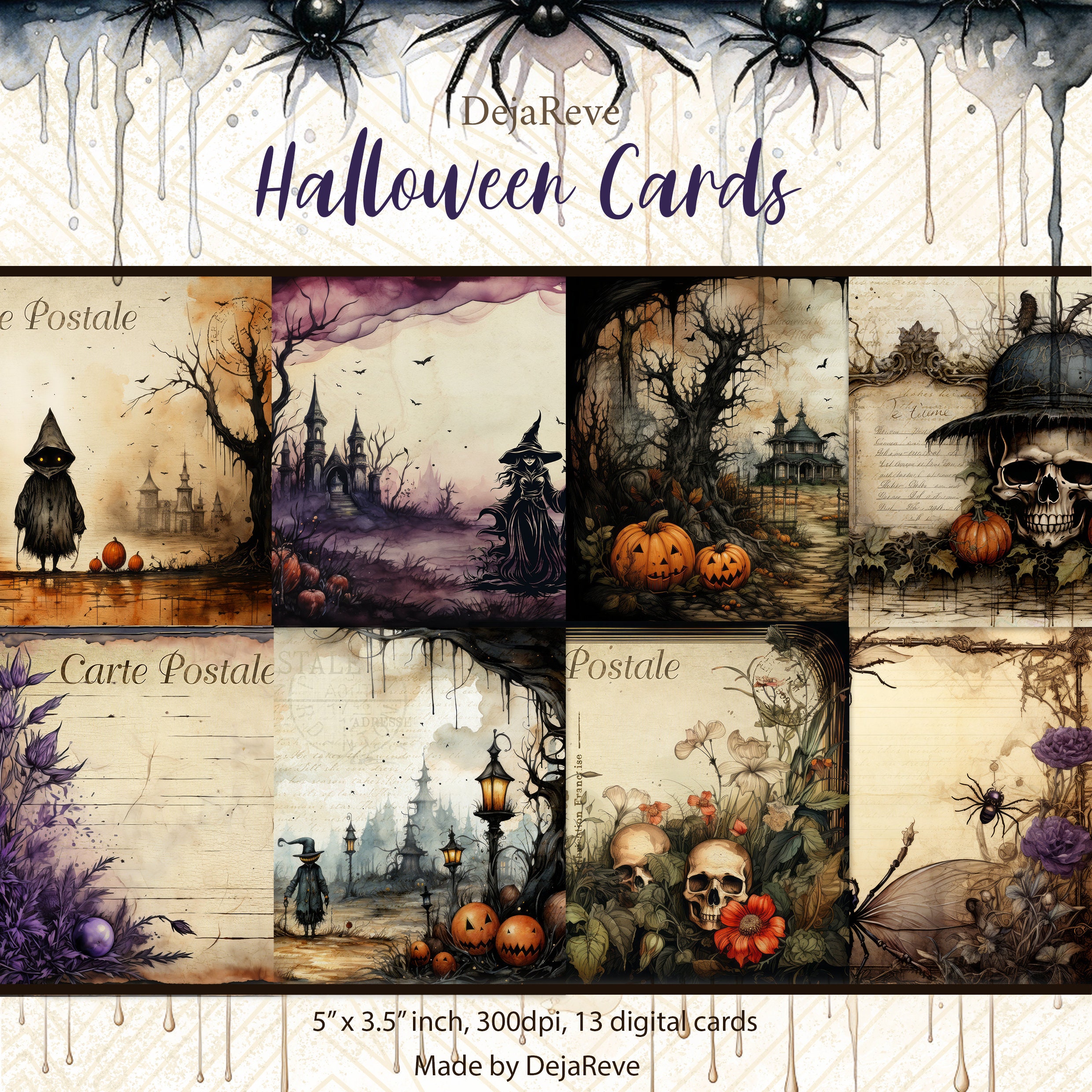 Spooky Halloween Postcards: Journal Writing Cards (digital Download) - Etsy